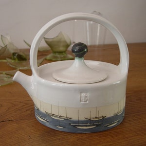 Handmade Stoneware Teapot - Ocean Theme Ceramic Tea Pot - Durable Yacht ...