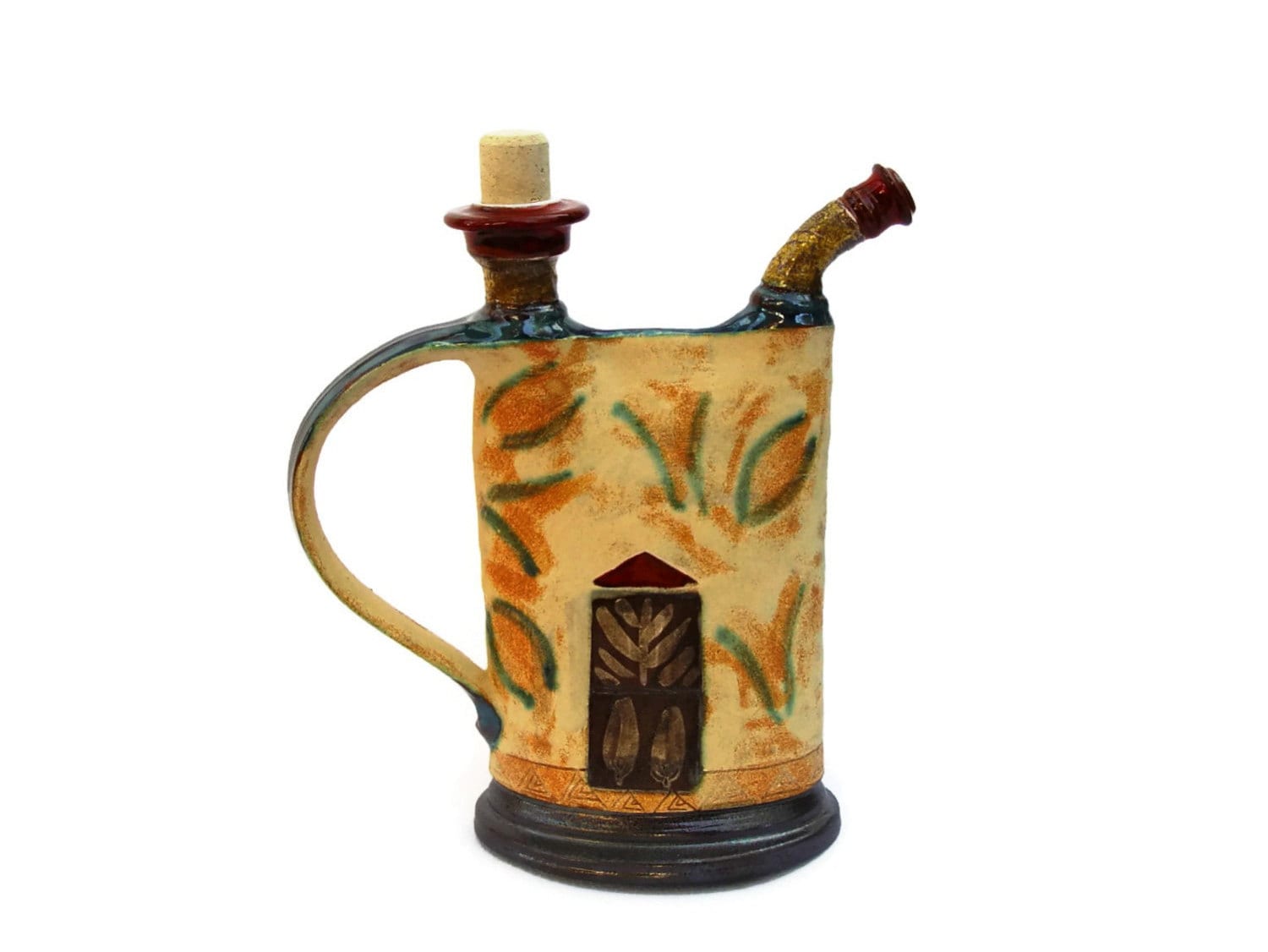 Clay Pitcher, Pottery Pitcher, Colorful Ceramic Bottle, Pottery ...