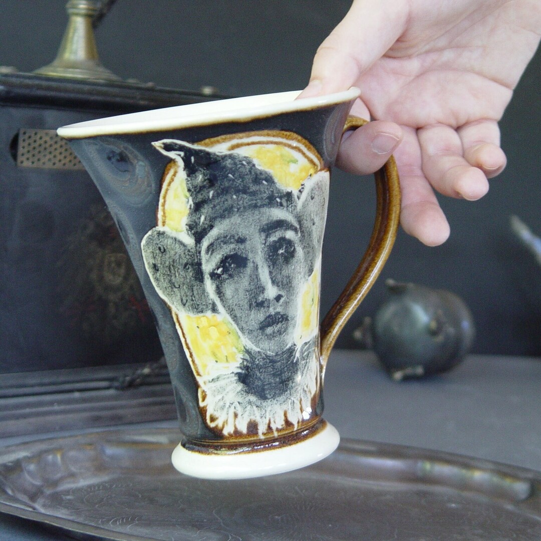 Arlecchino Puppet Face Stoneware Mug - Unique Commedia Dell Arte ...