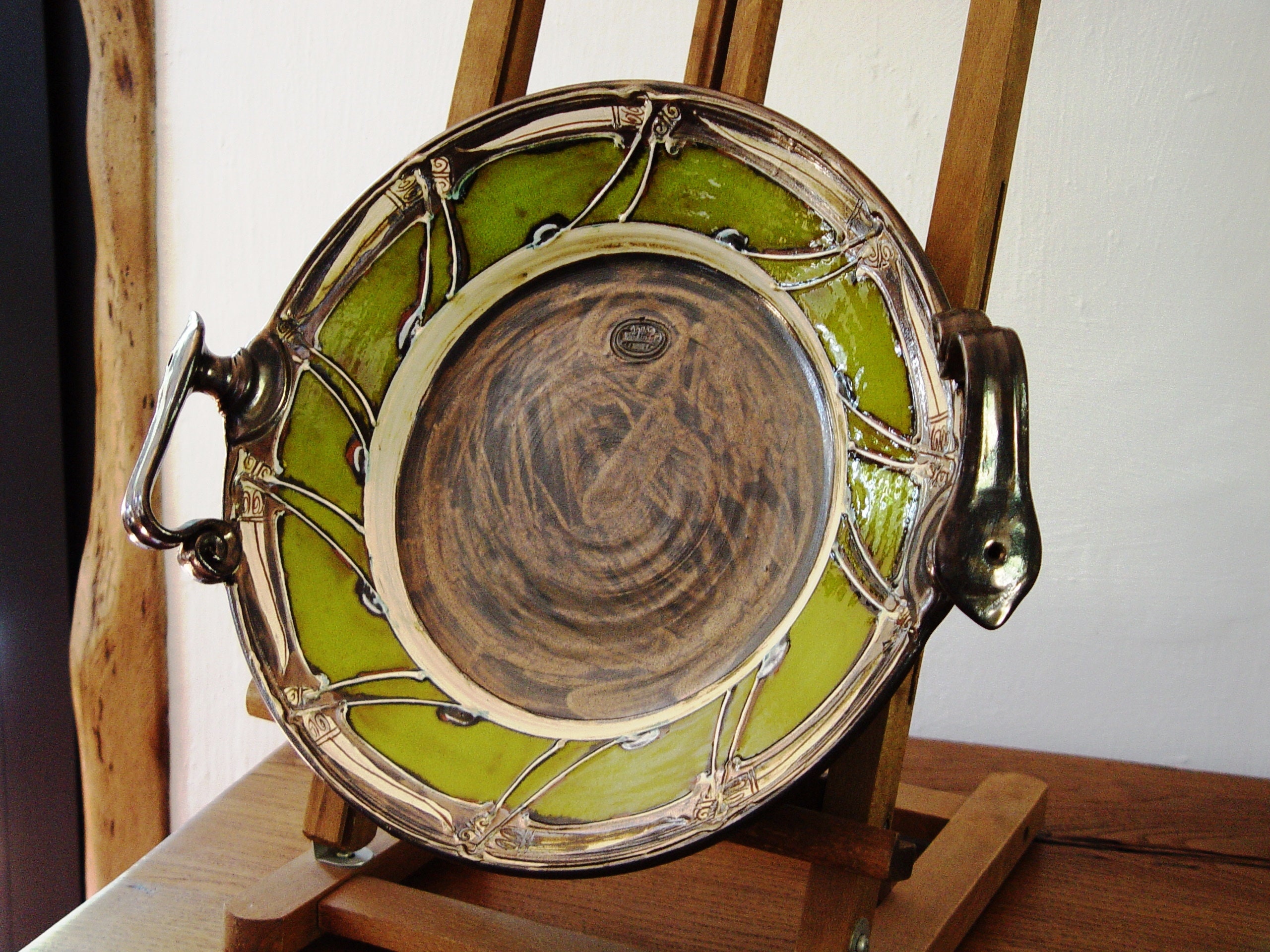 Valentine's Gifts - Green Pottery Platter - Wall Hanging Ceramic Dish ...