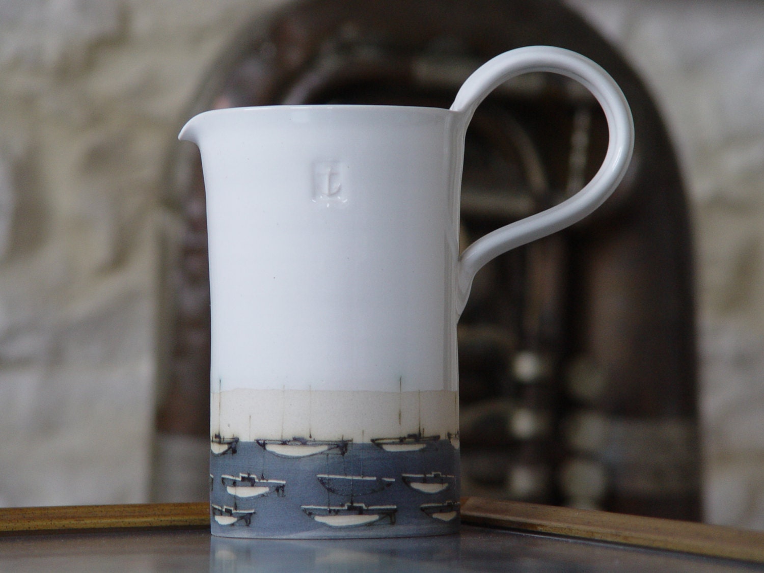 Handmade Stoneware Water Pitcher. Ceramic Jug, Clay Art, Hand painted ...