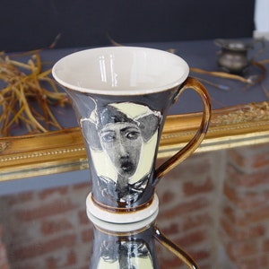 Handmade Stoneware Mug - Marionette Puppet Coffee Cup - Sad Face ...
