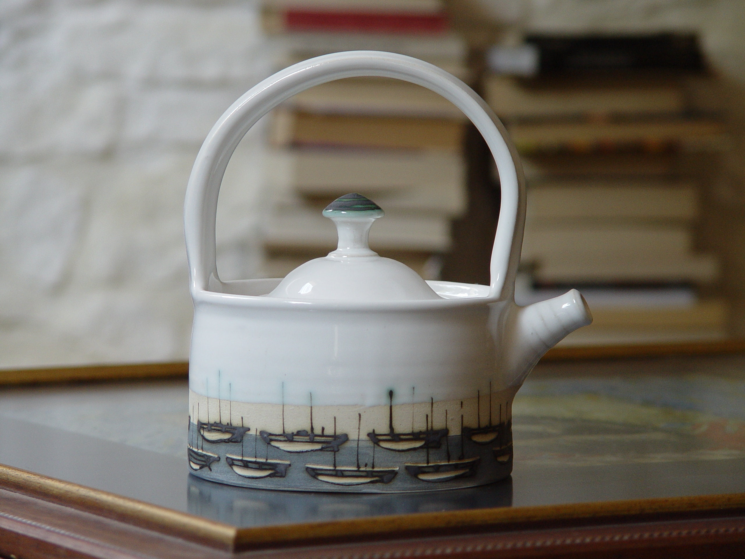 Handmade Stoneware Teapot - Ceramic Tea Pot - Ocean Theme Tea Maker ...