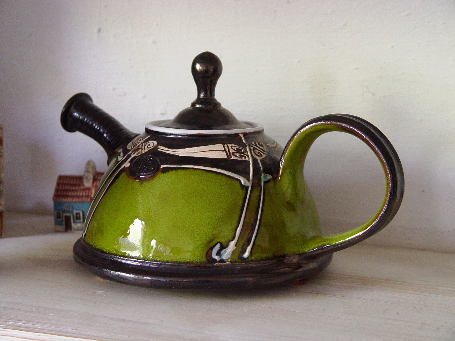 Christmas Gift Wheel Thrown Green Pottery Teapot - Etsy