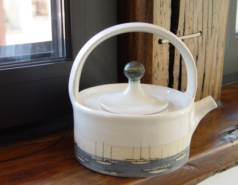 Handmade Stoneware Teapot - Ocean Theme Ceramic Tea Pot - Durable Yacht ...