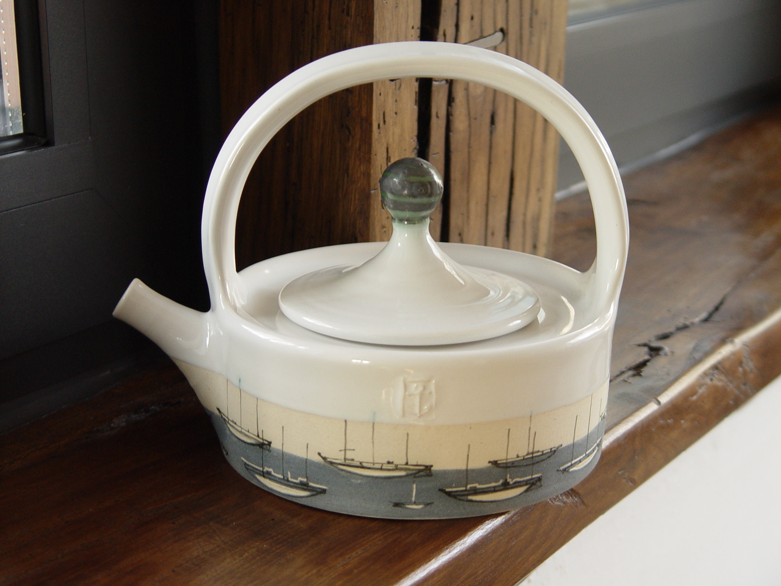 Handmade Stoneware Teapot - Ceramic Tea Pot - Ocean Theme Tea Maker ...