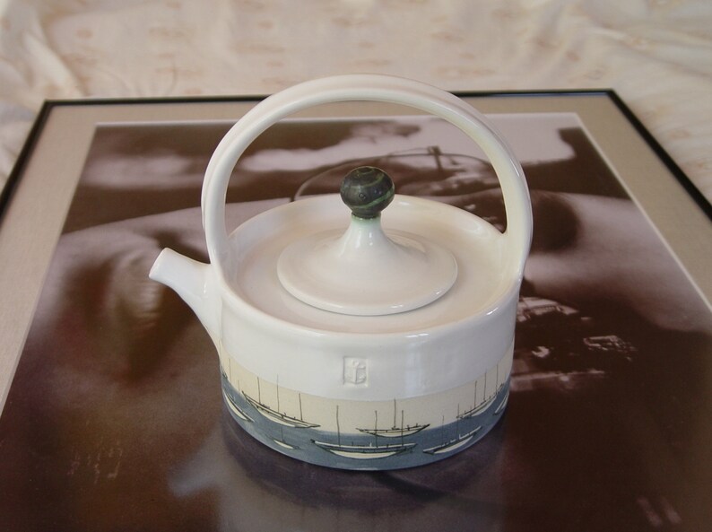 Handmade Stoneware Teapot - Ocean Theme Ceramic Tea Pot - Durable Yacht ...
