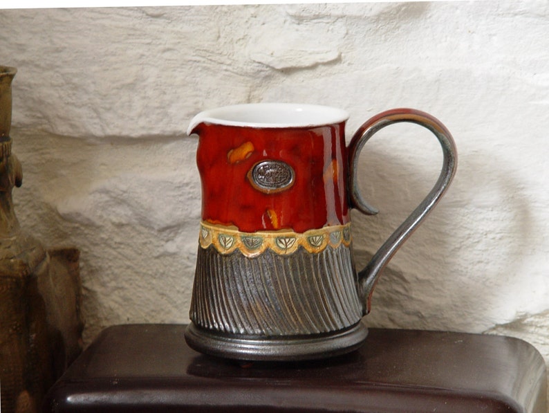 Red Pottery Pitcher Colorful Ceramic Water Jug Pottery Vase | Etsy