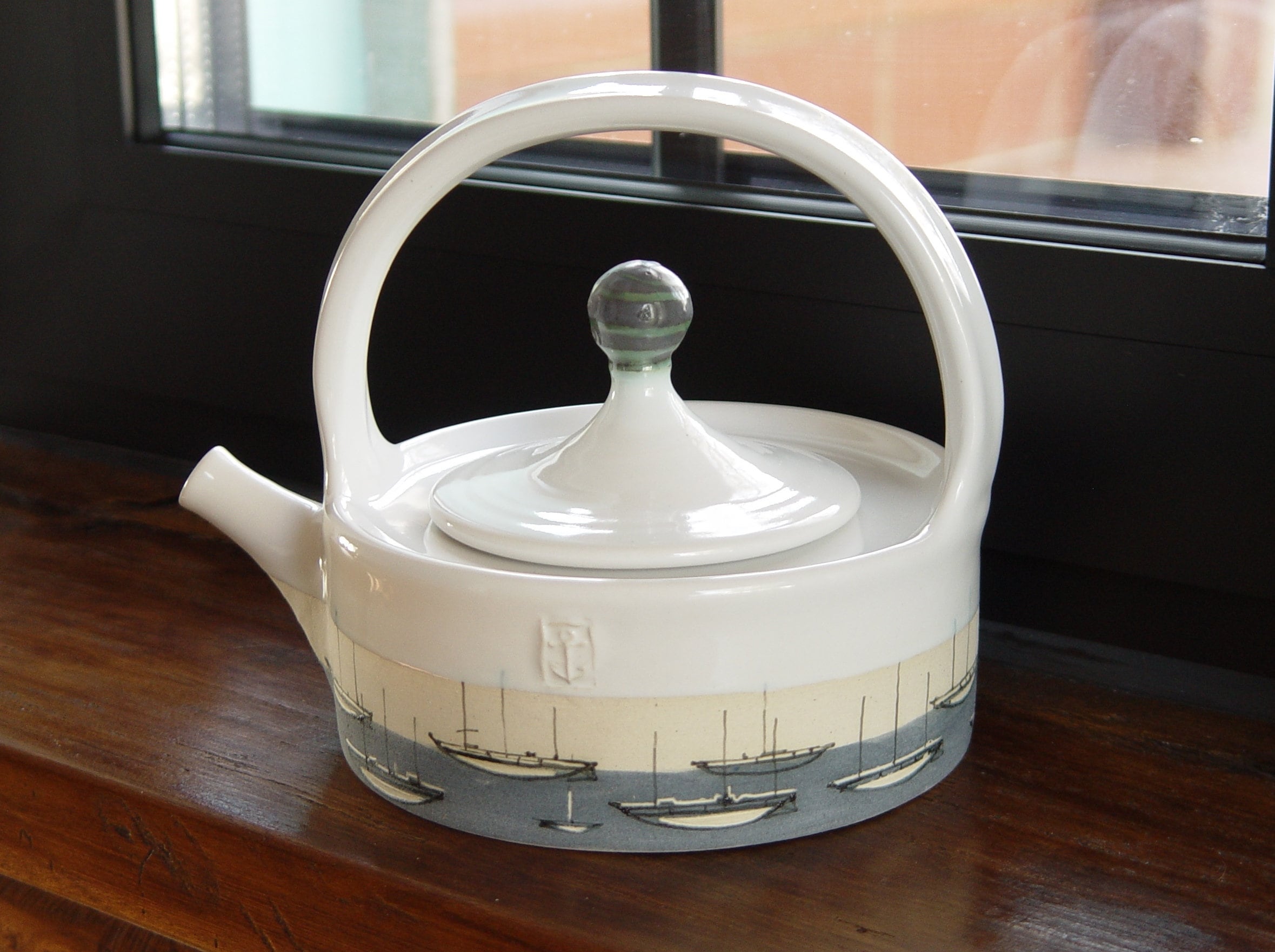 Stoneware Teapot - Wheel Thrown Handmade Ceramic Tea Pot - Ocean Theme ...