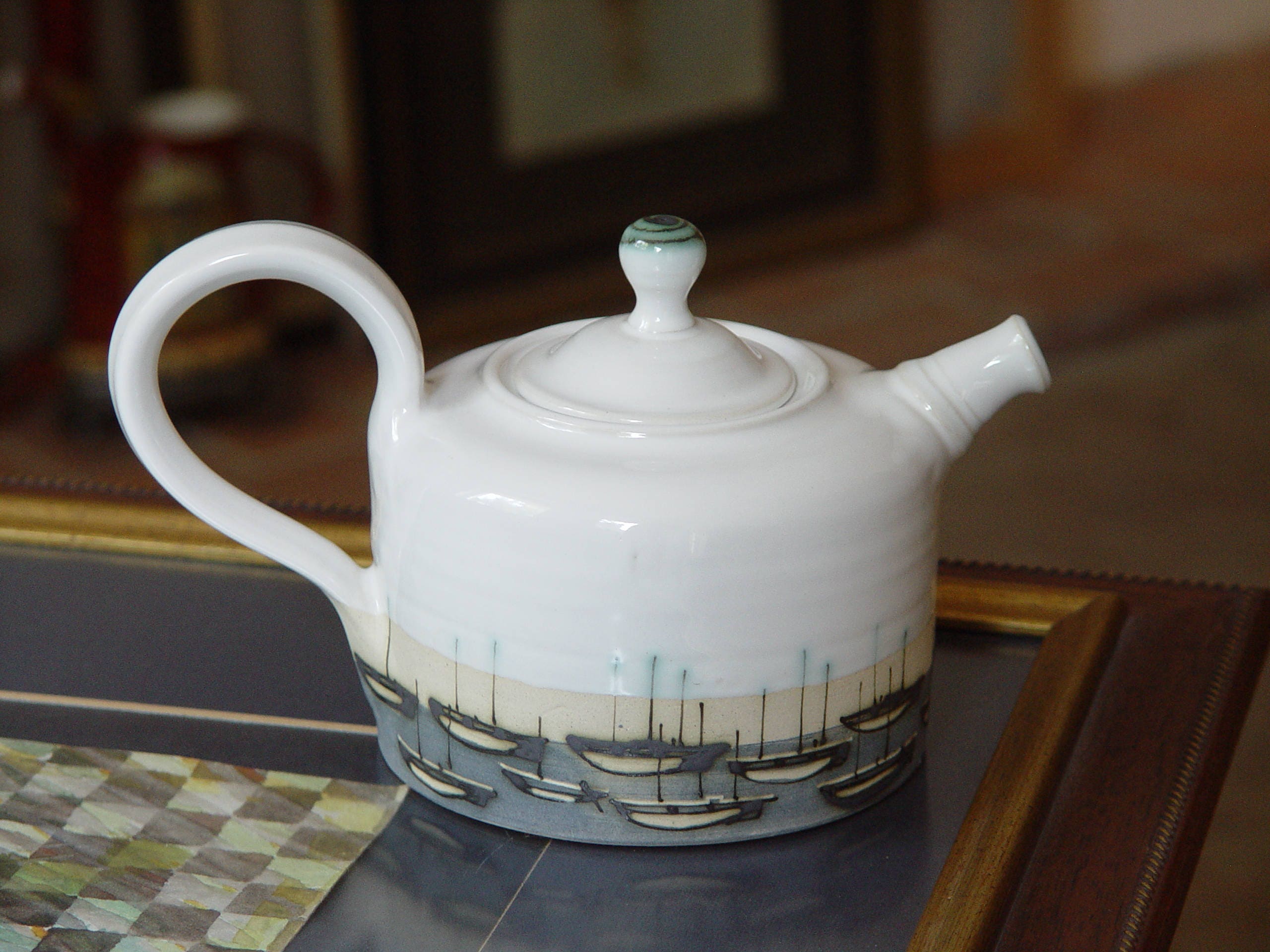 Unique Stoneware Pottery Teapot - Handmade Ceramic Pot - Ocean Themed ...