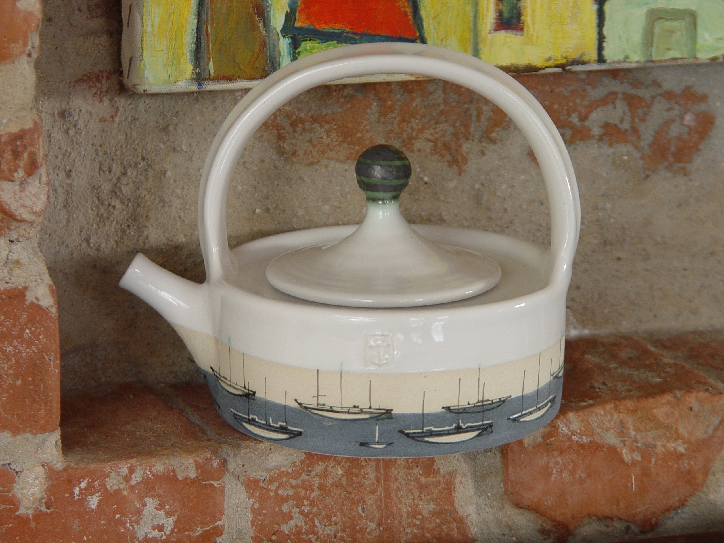 Handmade Stoneware Teapot - Ceramic Tea Pot - Ocean Theme Tea Maker ...