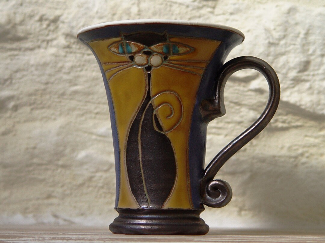 Cat Mug Ceramic Coffee Mug Tea Cup Wheel Thrown Hand - Etsy