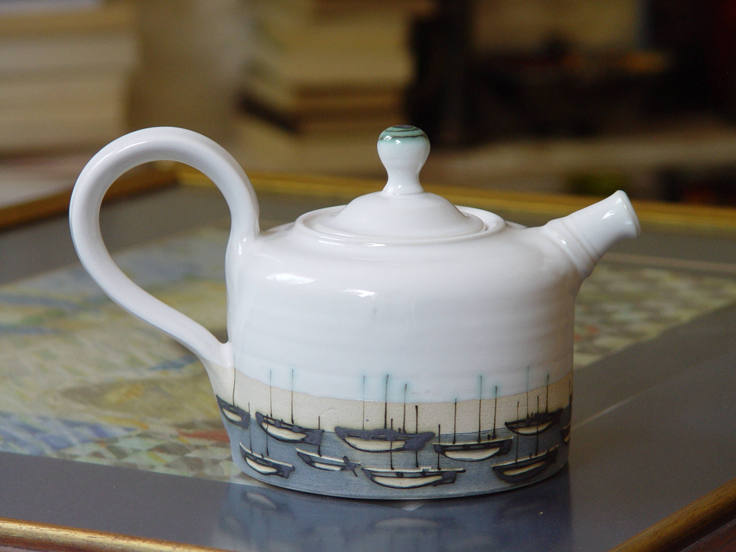 Unique Stoneware Pottery Teapot - Handmade Ceramic Pot - Ocean Themed ...
