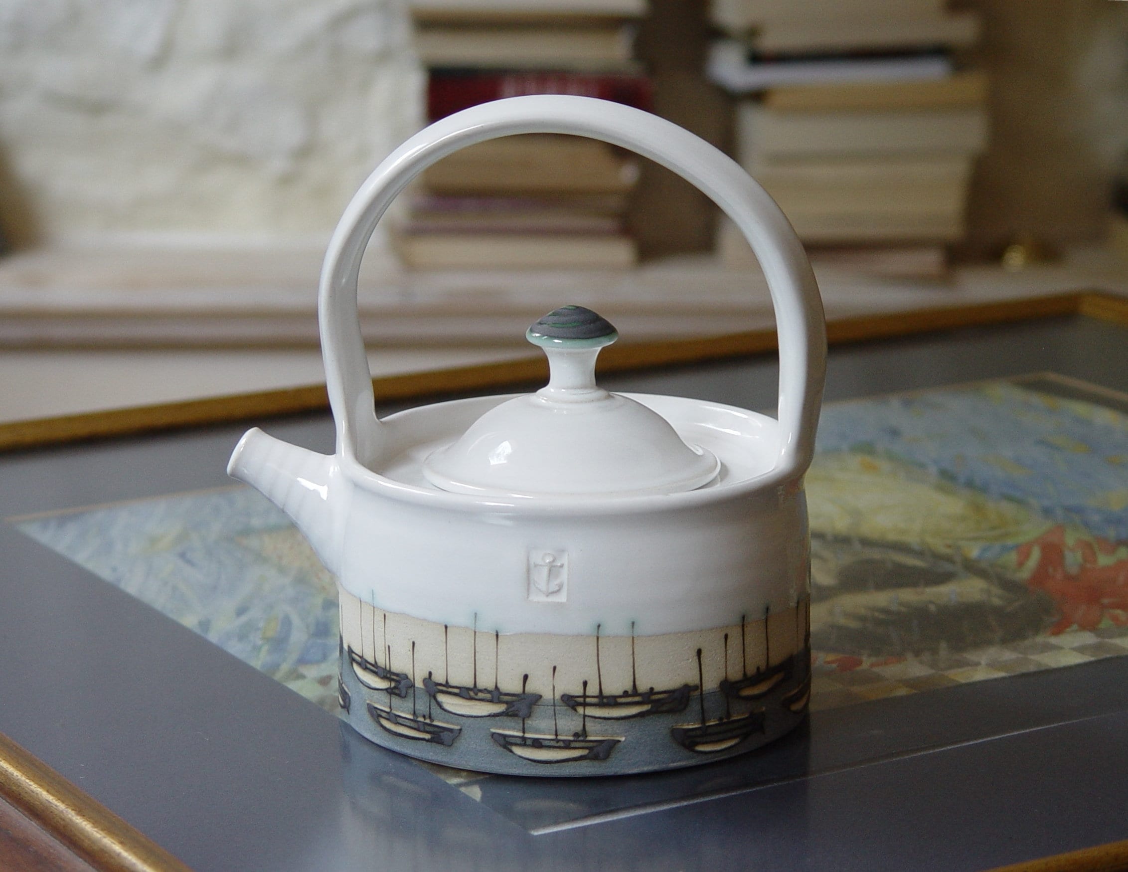 Handmade Stoneware Teapot - Ceramic Tea Pot - Ocean Theme Tea Maker ...