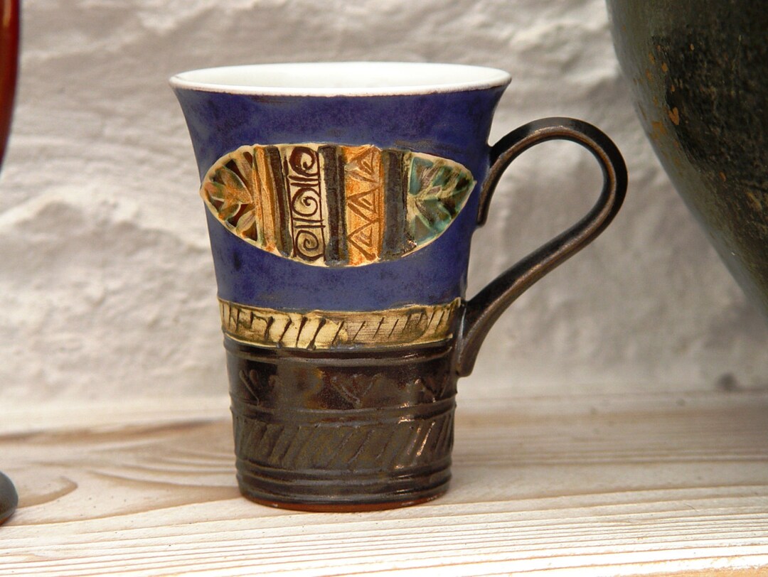 Blue Pottery Coffee or Tea Mug Unique Earthen Mug Ceramic - Etsy