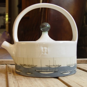 Handmade Stoneware Teapot - Ocean Theme Ceramic Tea Pot - Durable Yacht ...