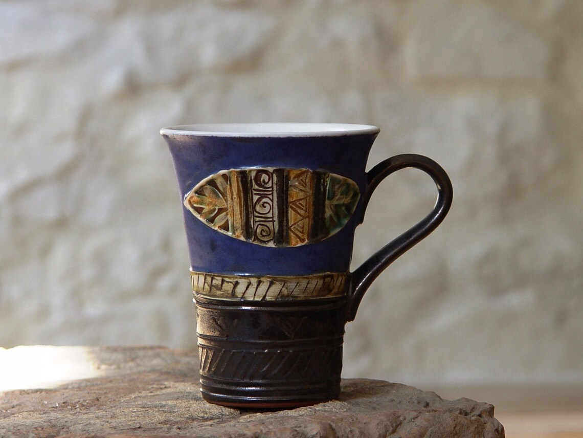 Blue Pottery Coffee or Tea Mug Unique Earthen Mug Ceramic | Etsy