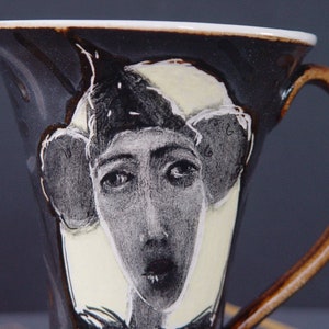 Handmade Stoneware Mug - Marionette Puppet Coffee Cup - Sad Face ...