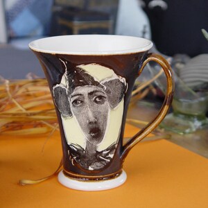 Handmade Stoneware Mug - Marionette Puppet Coffee Cup - Sad Face ...