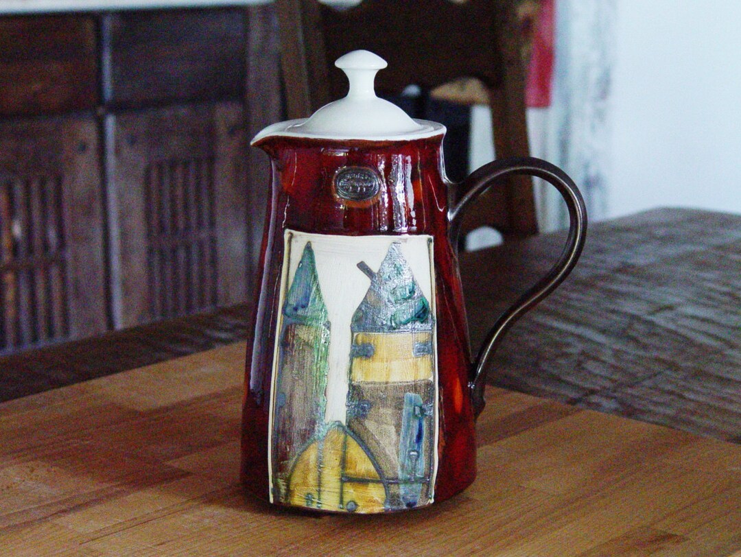 Handmade Pottery Pitcher With Lid - Unique Ceramic Ewer for Christmas ...