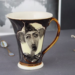 Handmade Stoneware Mug - Marionette Puppet Coffee Cup - Sad Face ...