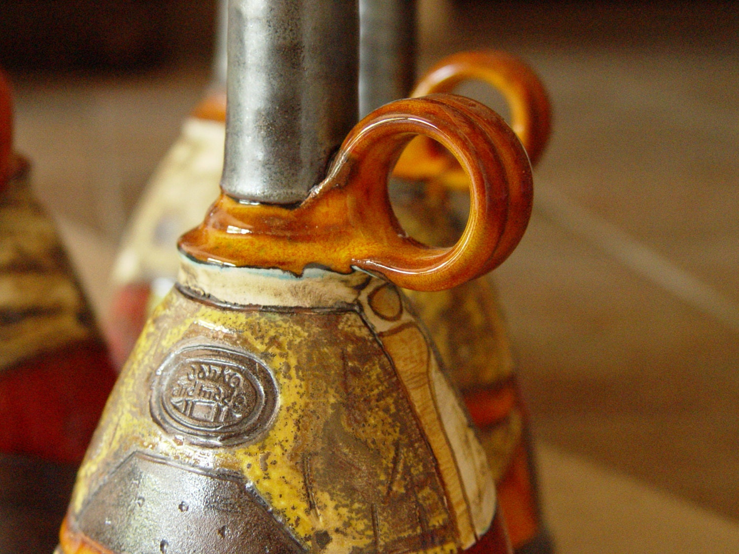 Vase, Pottery Bottle, Handmade Ceramic Vase, Earthen Bottle with Hand ...