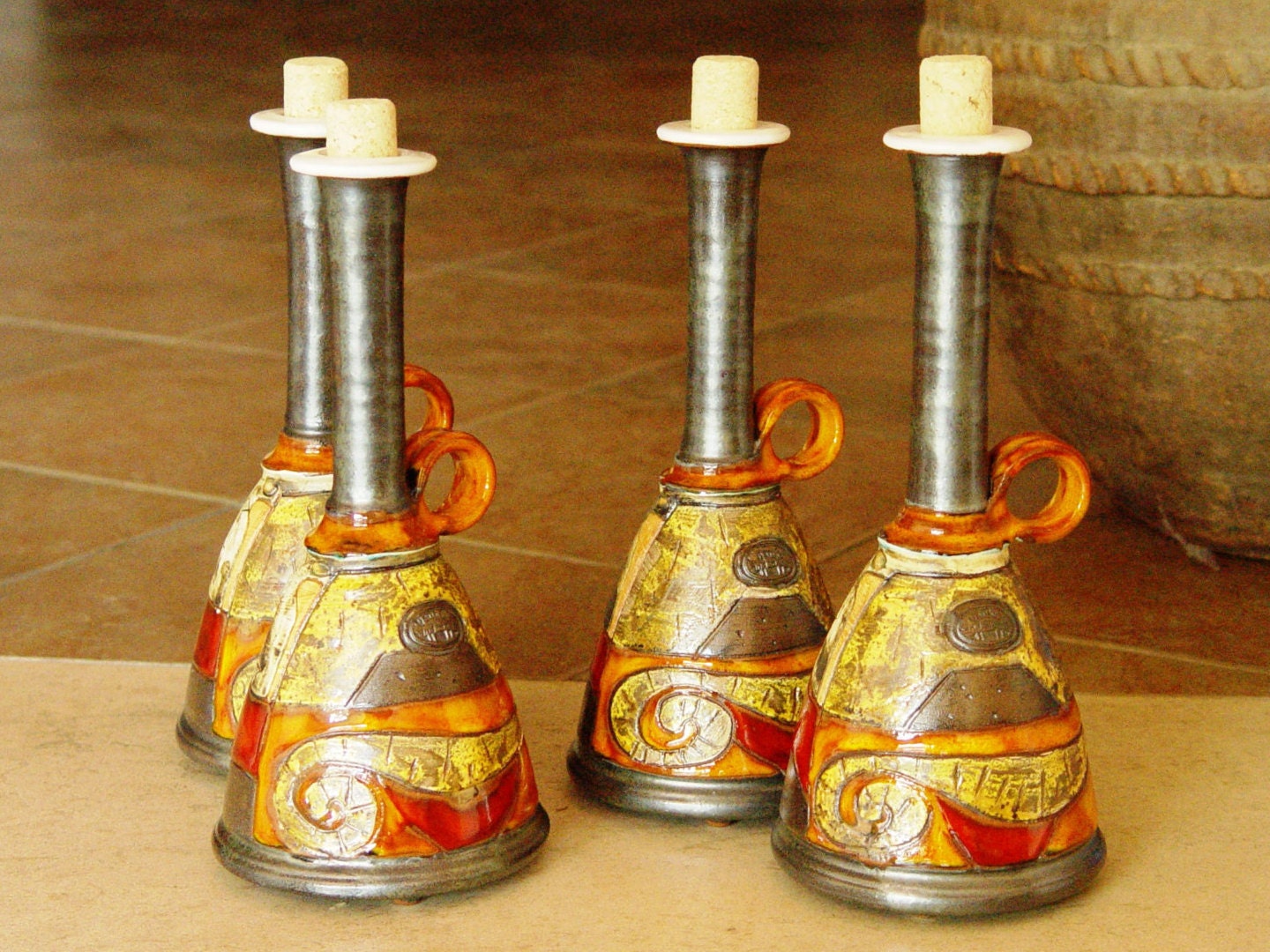 Vase, Pottery Bottle, Handmade Ceramic Vase, Earthen Bottle with Hand ...