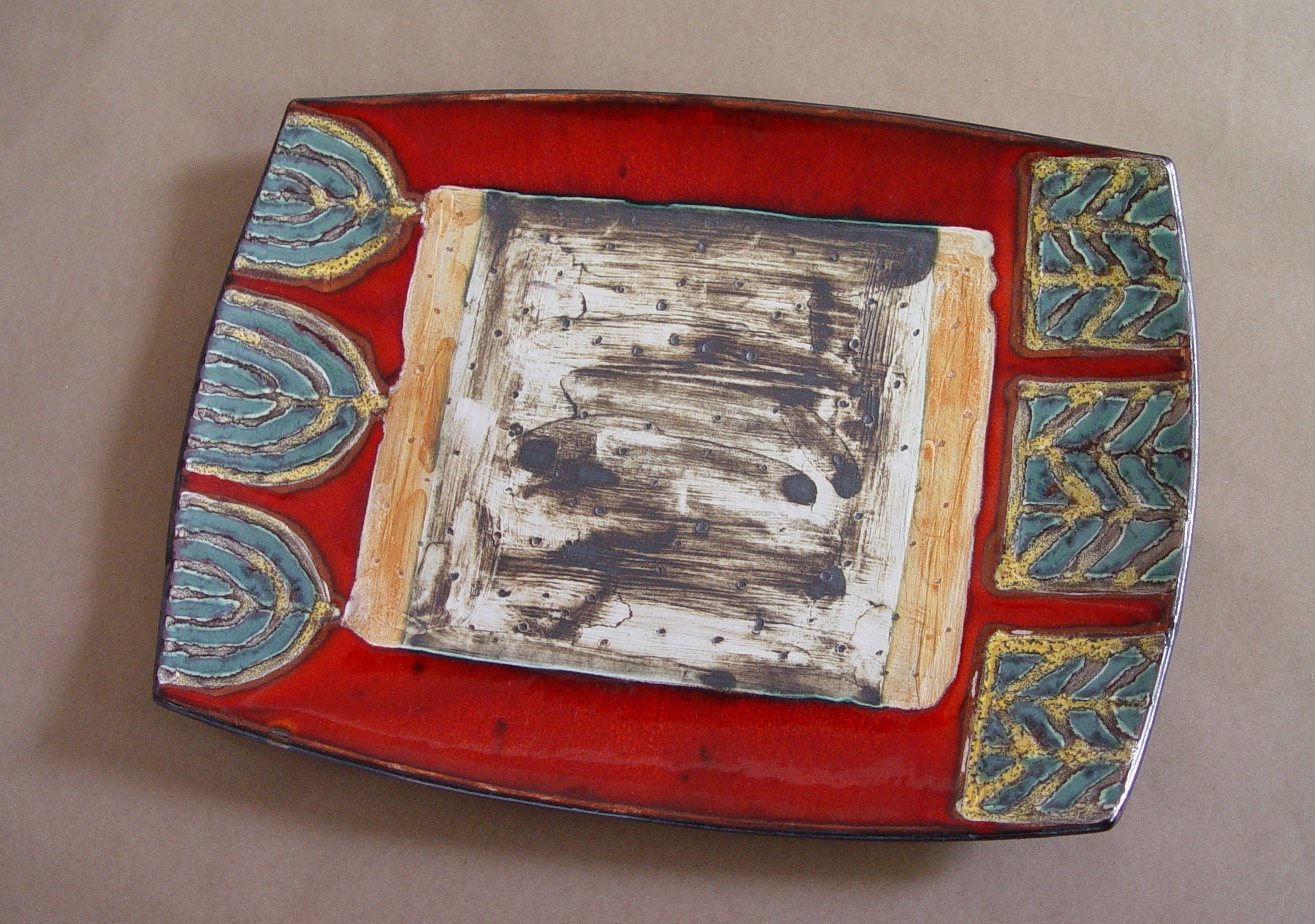 Decorative Ceramic Stoneware Tray Rectangular Pottery Plate Home decorative-ceramic-stoneware-tray-rectangular-pottery-plate-home