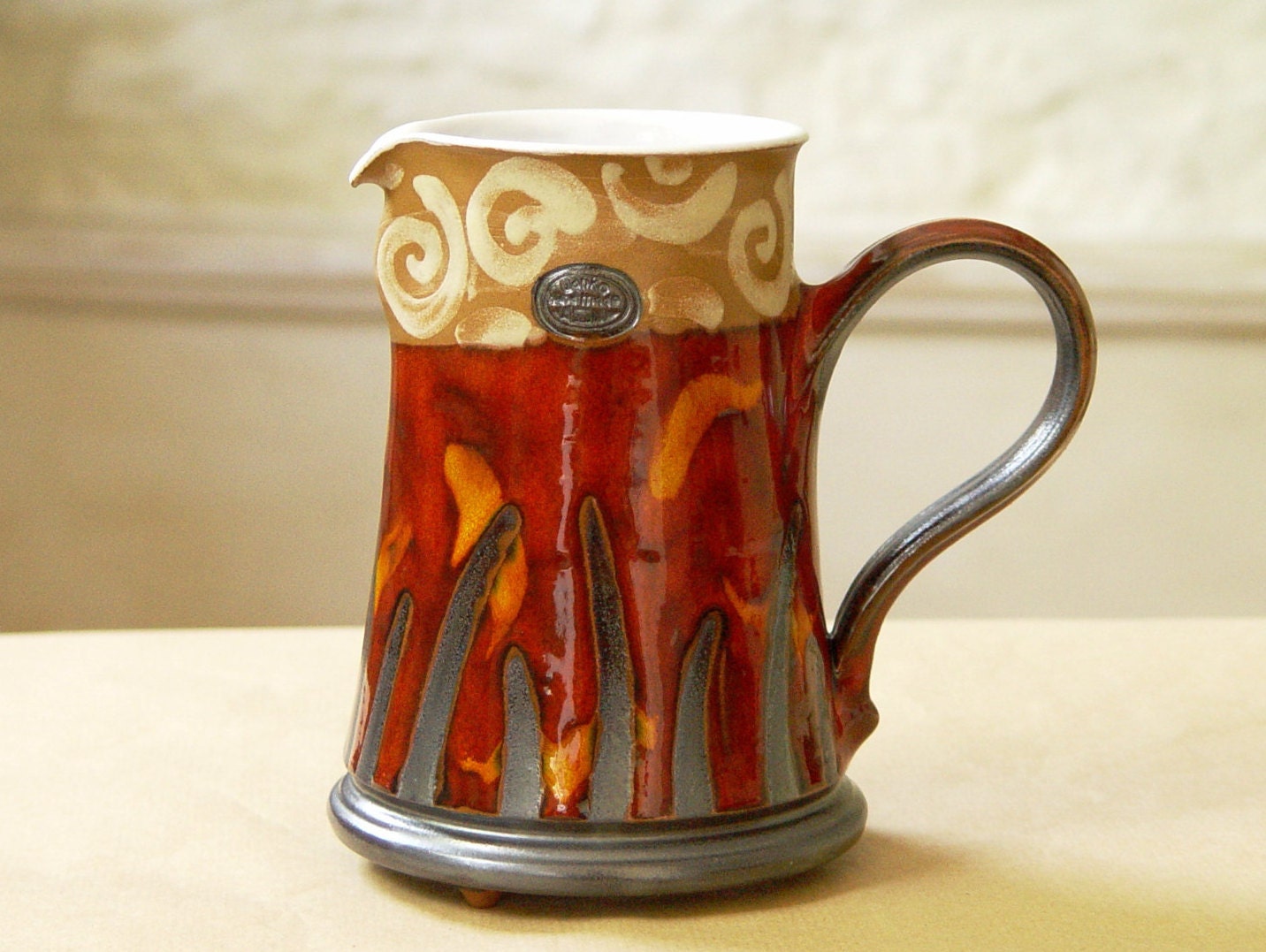 Mother's Day Gift - Red Ceramic Pitcher. Water Jug, Wheel Thrown ...