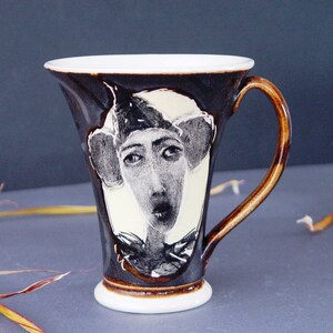 Handmade Stoneware Mug - Marionette Puppet Coffee Cup - Sad Face ...