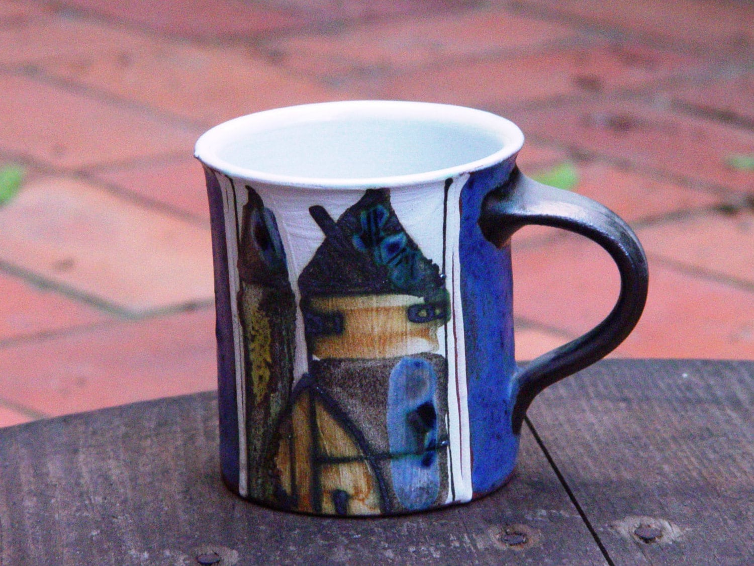 Artisan Pottery Coffee Mug - Hand-Painted Espresso Cup with Unique Design
