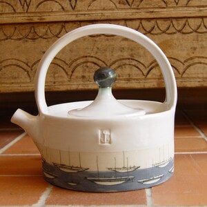 Handmade Stoneware Teapot - Ocean Theme Ceramic Tea Pot - Durable Yacht ...