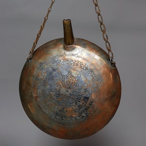 Antique Islamic Middle Eastern Tinned Copper Engraved Water Bottle ...