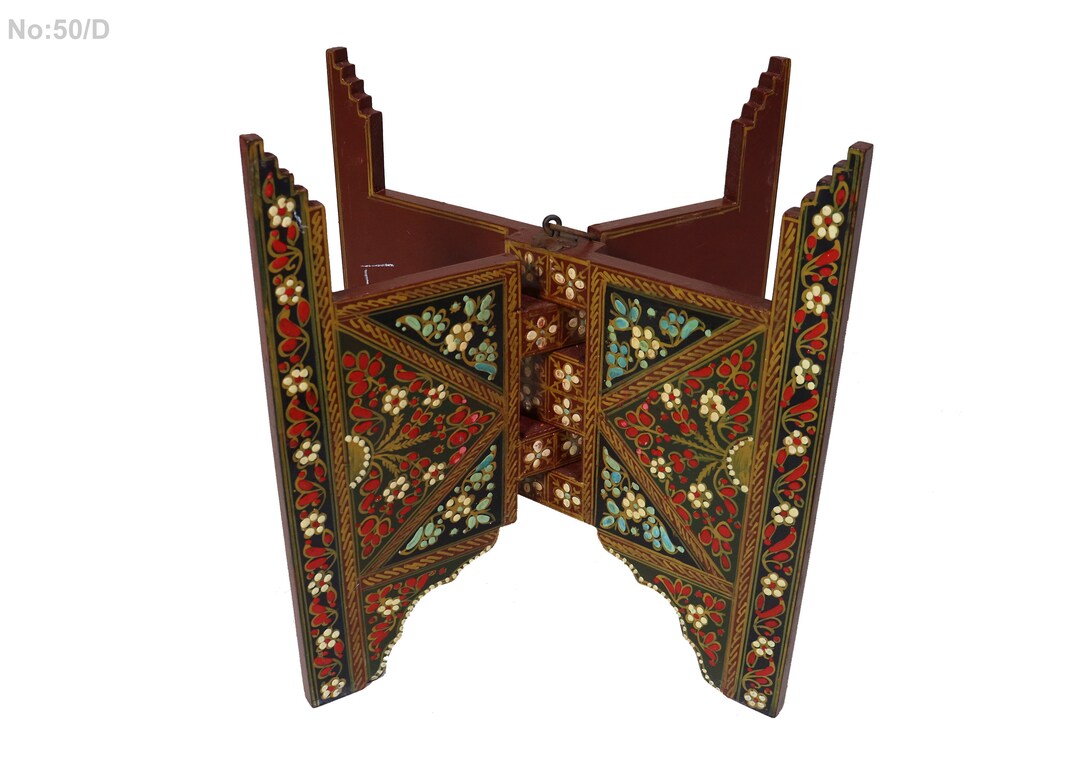 50 Cm Egyptian Moroccan Table Stand Folding Table Base Carved Wooden ...