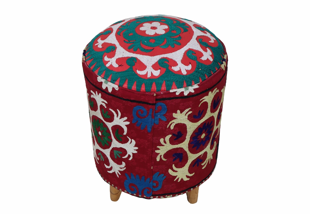 Vintage Oriental Luxurious Suzani Stool Chair Stool Seat Cushion ...
