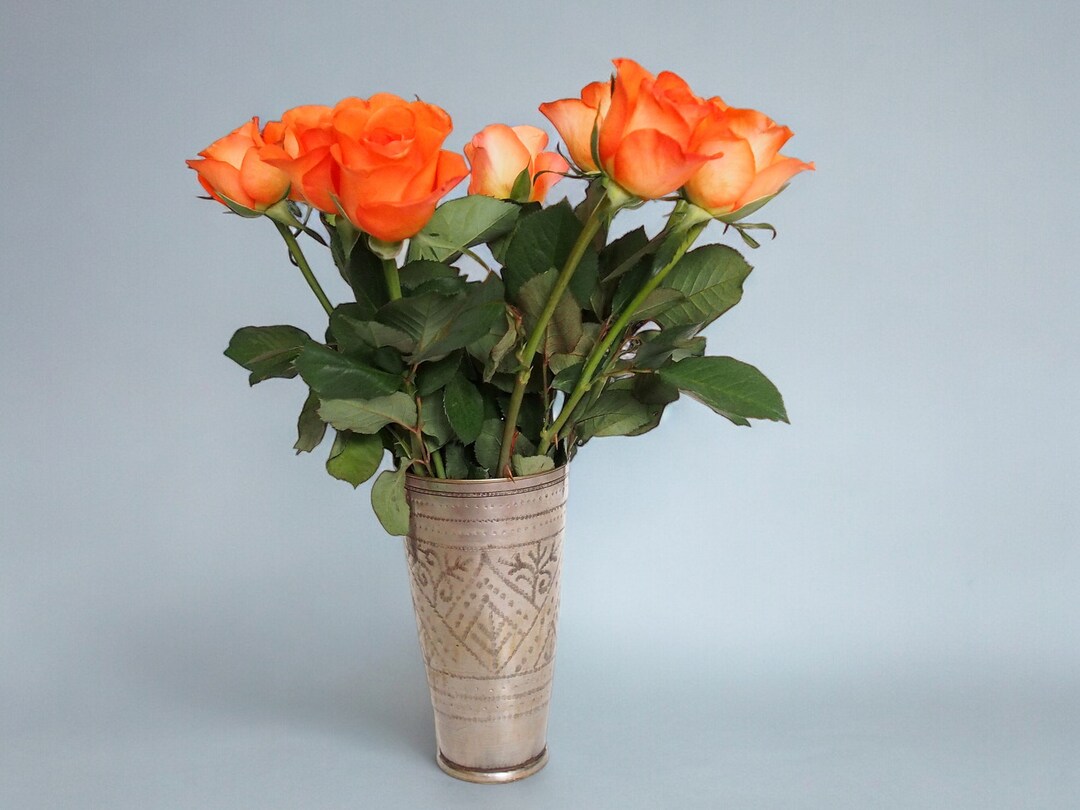 Antique Islamic Hand-engraved Orient Massive Brass Flower Vase Mug ...