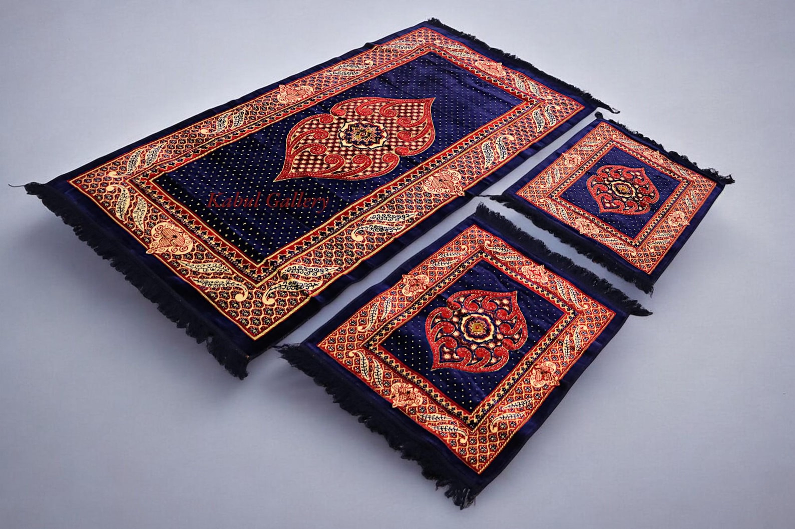 Set of 3 Pcs 1x Floor Cushion+2x Cushions Orient Afghan Pillow Rug Seat ...