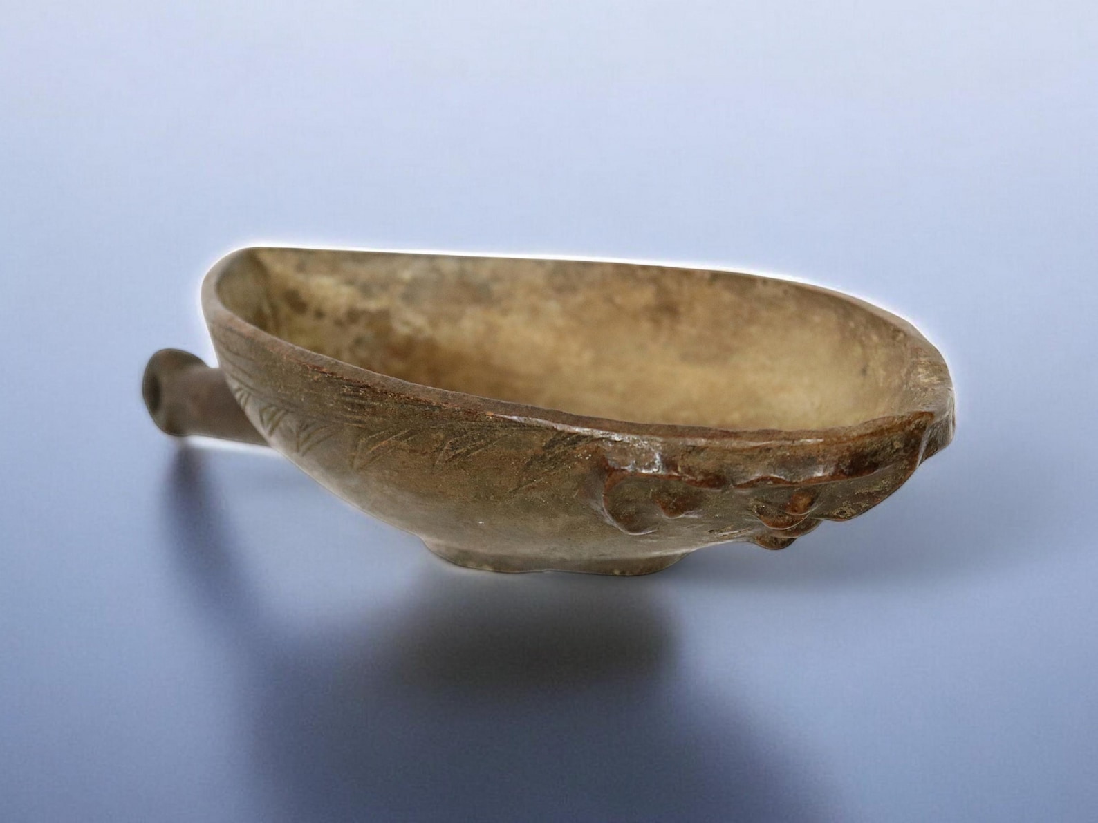 Antique Wooden Ifugaoi Carved Wooden Ritual Kinahu Bowl With Handle ...