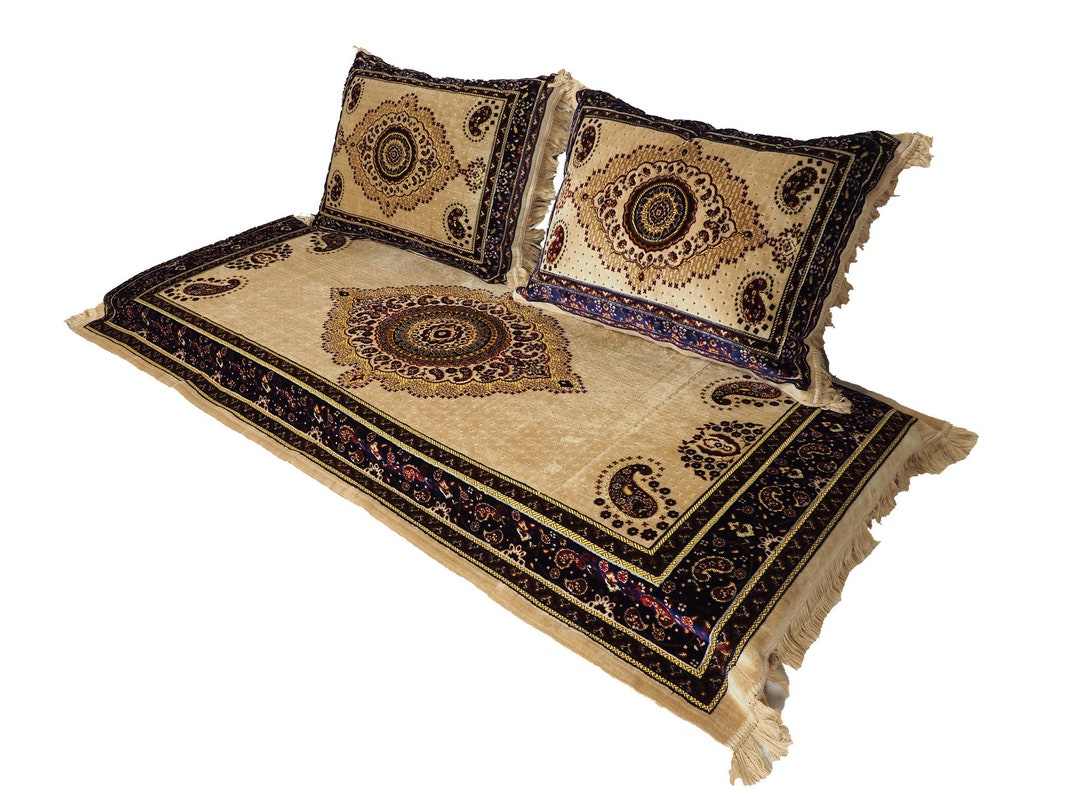 Set of 3 Pcs 1x Floor Cushion2x Cushions Orient Afghan Nomad Pillow Rug ...