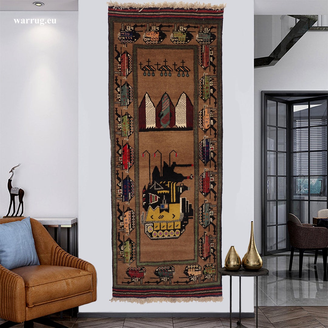 200 X 88 Cm 78,7 X 34.6 Inch Nomadic Hand-knotted Afghan War Rug ...