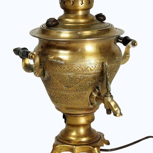 Antique Engraved Islamic Samovar Table Lamp Vintage Solid Bronze Brass ...