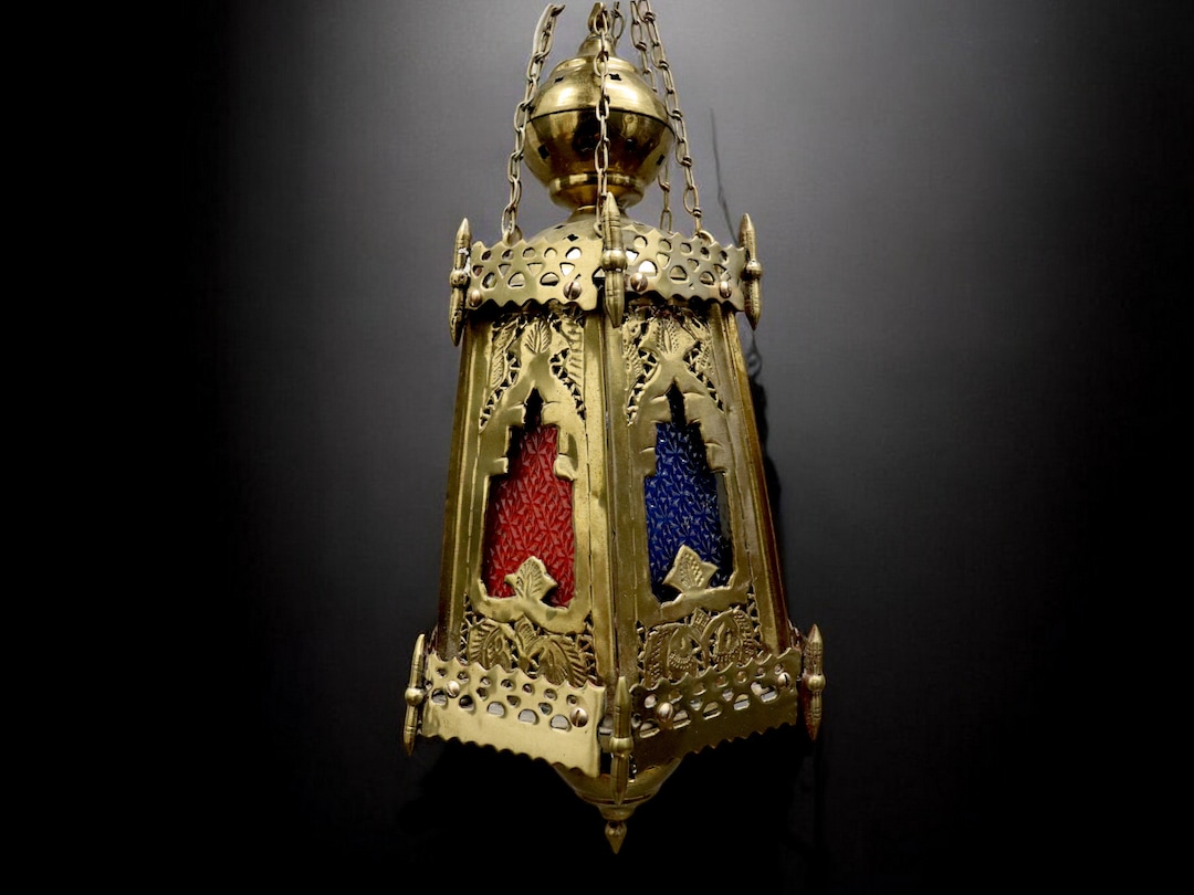 Vintage Egyptian Morocco Middle Eastern / Islamic Brass Hanging Mosque ...