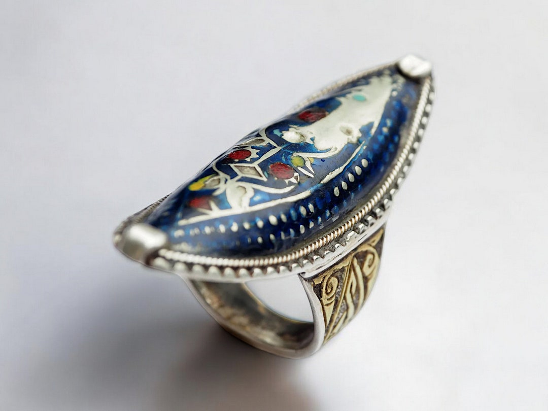 Antique Enamelled Multan Jewellery Ring From Pakistan Provinces Ghazni ...