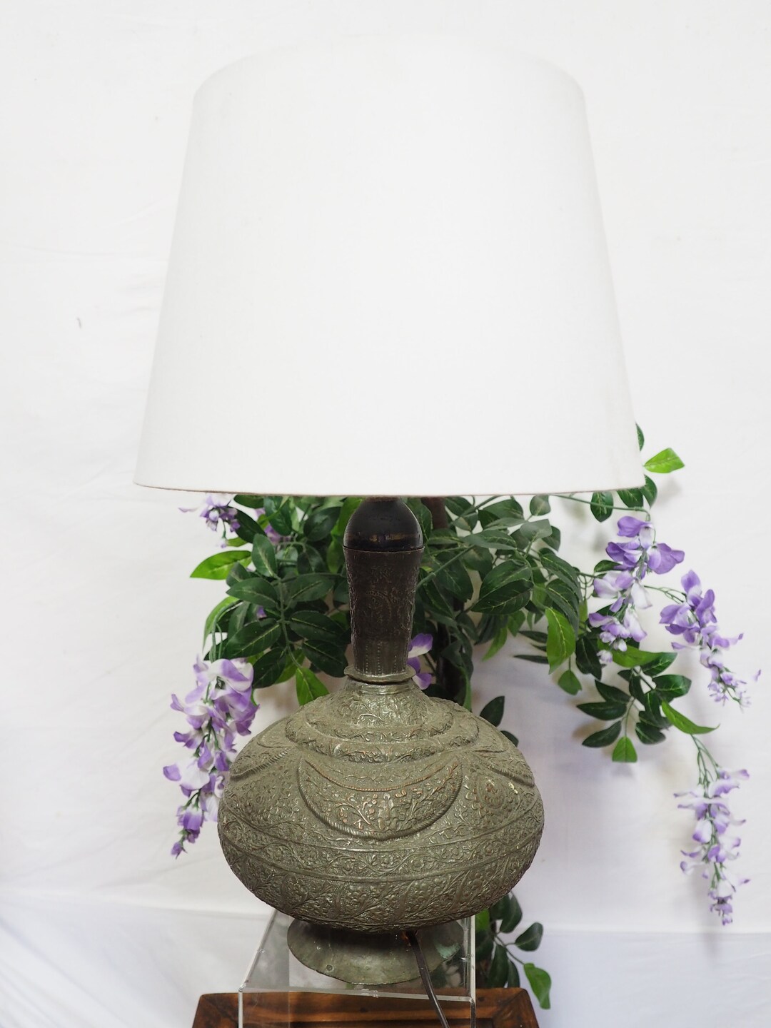 Antique Engraved Islamic Vase Hookah Table Lamp Vintage Solid Copper ...