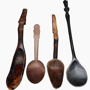 4 Pcs Antique Wooden Ifugao Spoons Soup Spoons From Province, Luzon ...