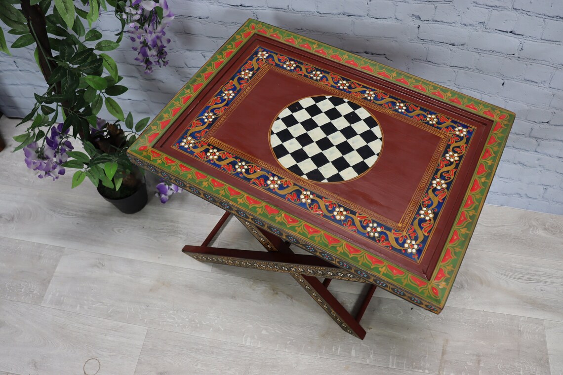 Hand Painted Solid Wood Coffee Table Tea Table Orient Bohemian - Etsy