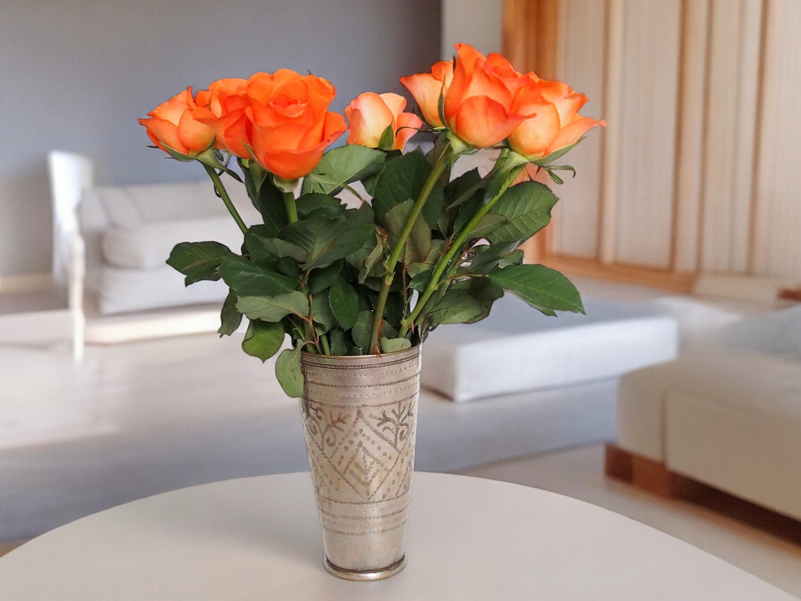 Antique Islamic Hand-engraved Orient Massive Brass Flower Vase Mug ...