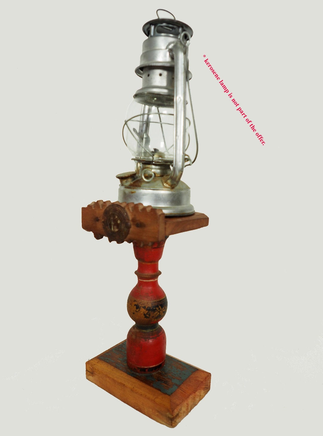 Antique Handpainted Stunning Vintage Lacquerware Wooden Oil Lamp Stand ...