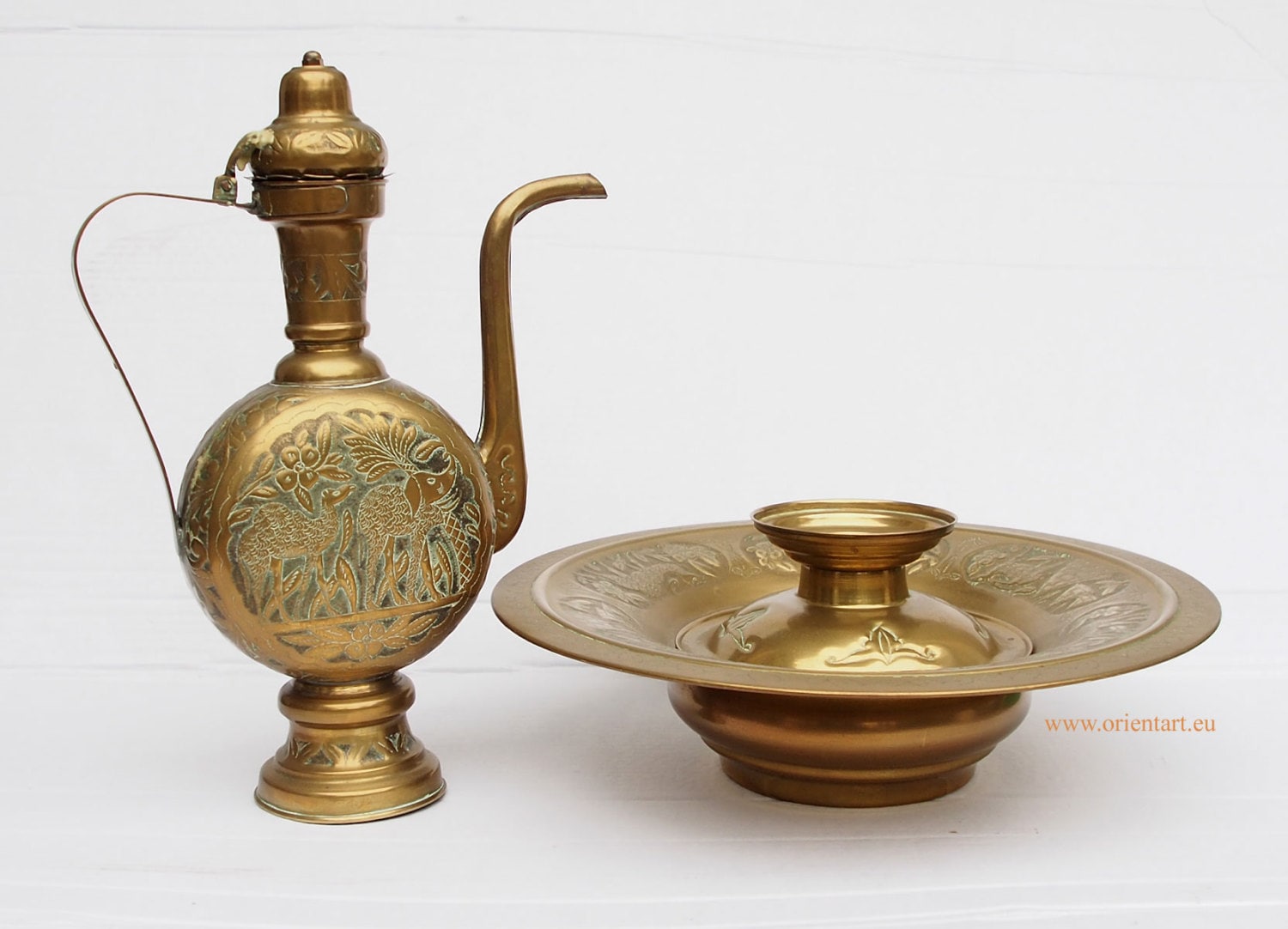 Antique Egyptian Brass Ewer Pitcher Bowl Set - Etsy