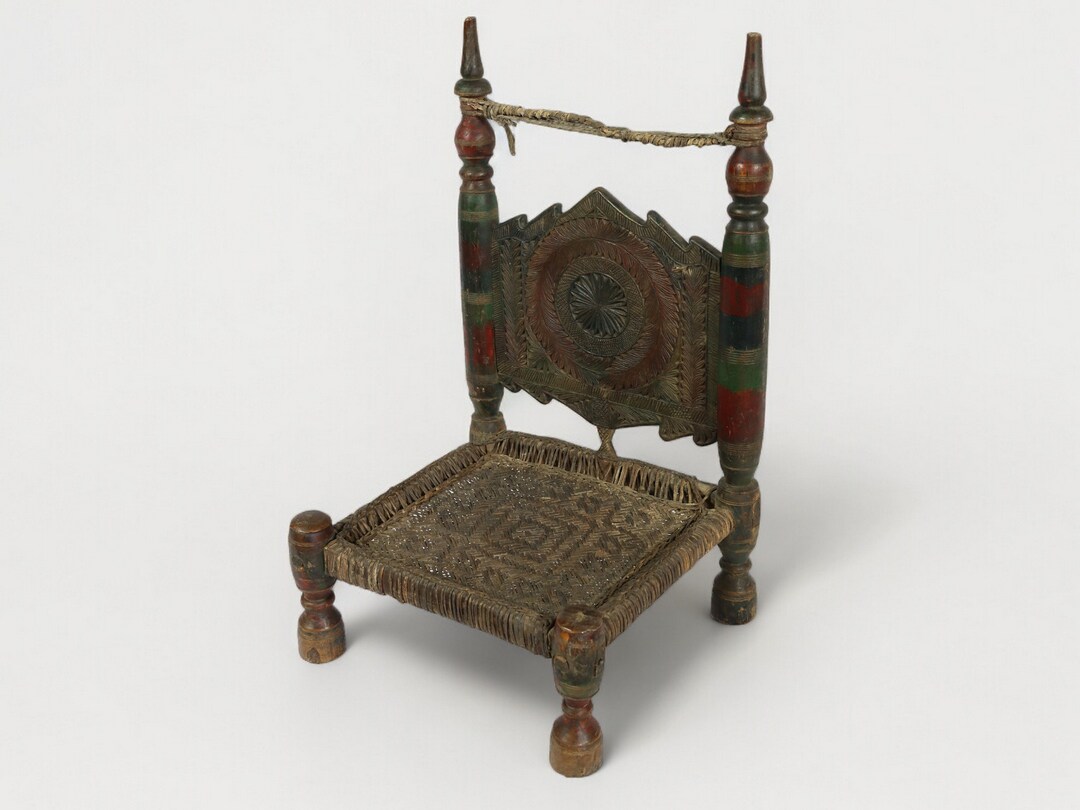 Antique 19th Century Orient Vintage Cedar Wood Low Chair From Nuristan ...
